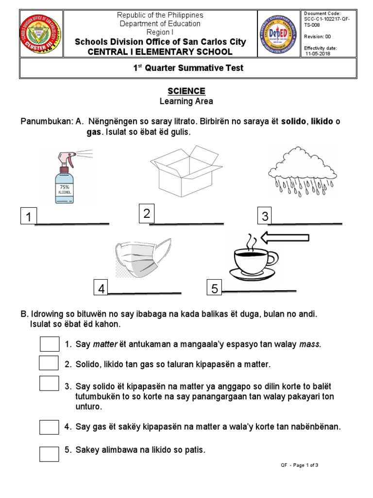 1st SUMMATIVE TEST | PDF