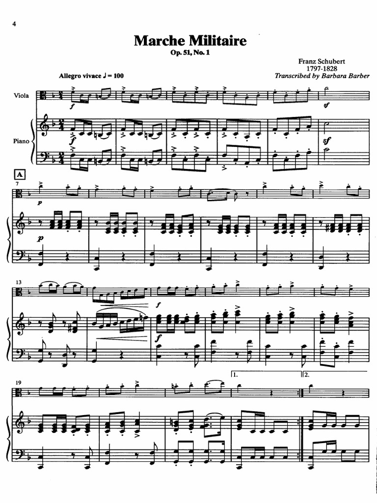 Schubert - Marche Militaire (Piano) | PDF