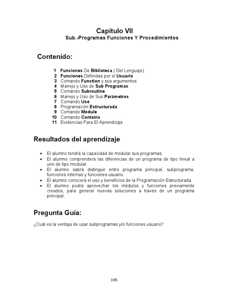 Programación modular en Fortran: Funciones, subprogramas y su aplicación | PDF | Estructura de ...