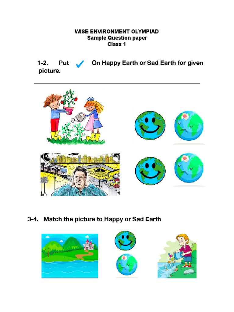 Class 1 Wise Environment Olympiad | PDF
