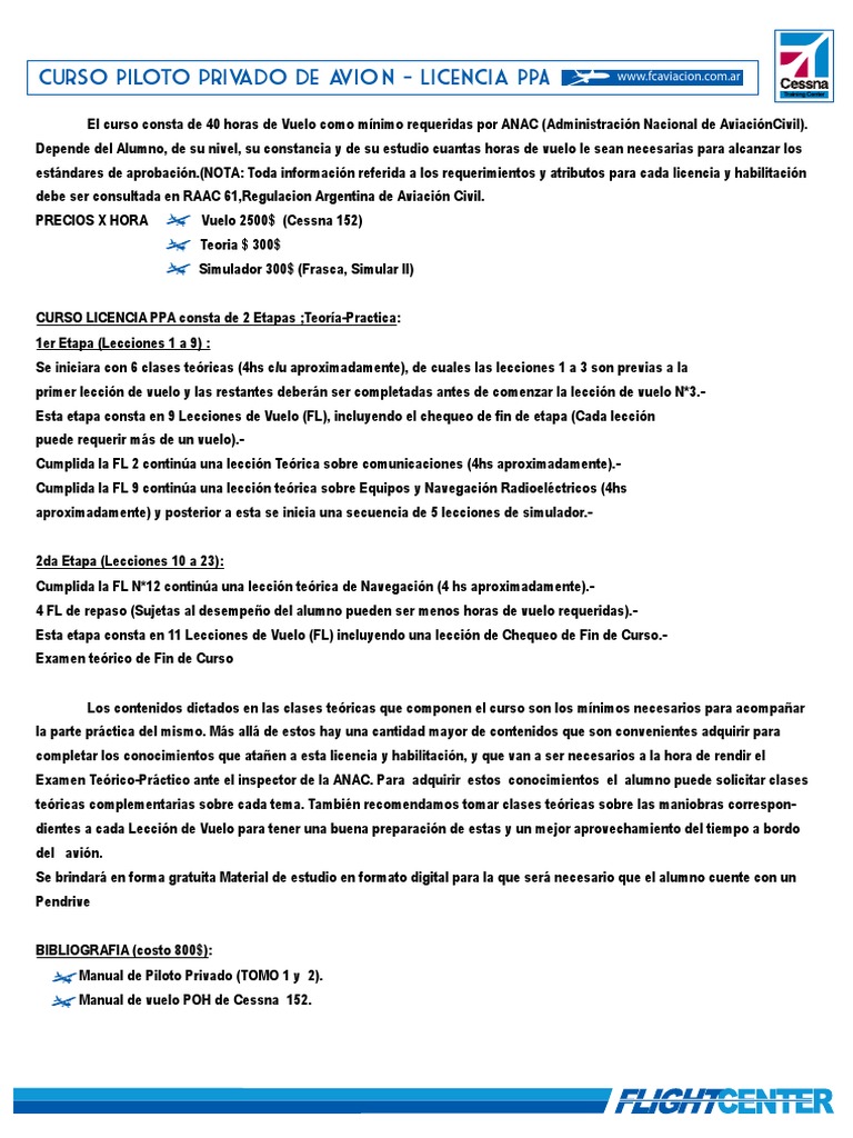 Curso PPA Argentina 2018 Actualizado A Mayo | PDF | Aviación | Aeronáutica