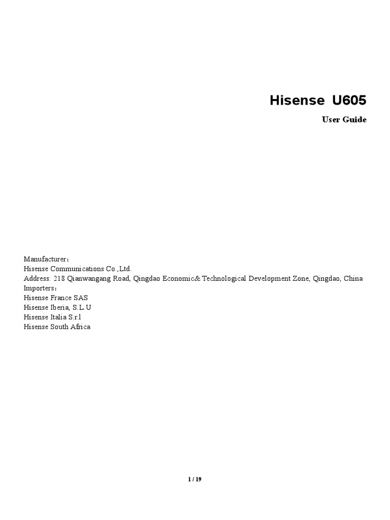 Hisense U605: User Guide | PDF | Gmail | Bluetooth