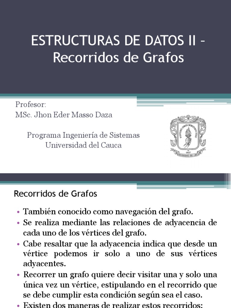 ESTRUCTURAS DE DATOS II - Recorridos de Grafos PDF | PDF | Teoría de ...