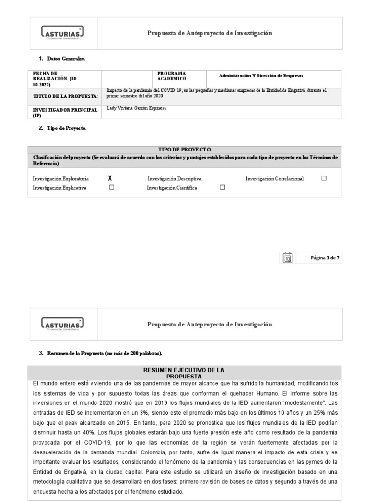 Anteproyecto Ejemplo | PDF