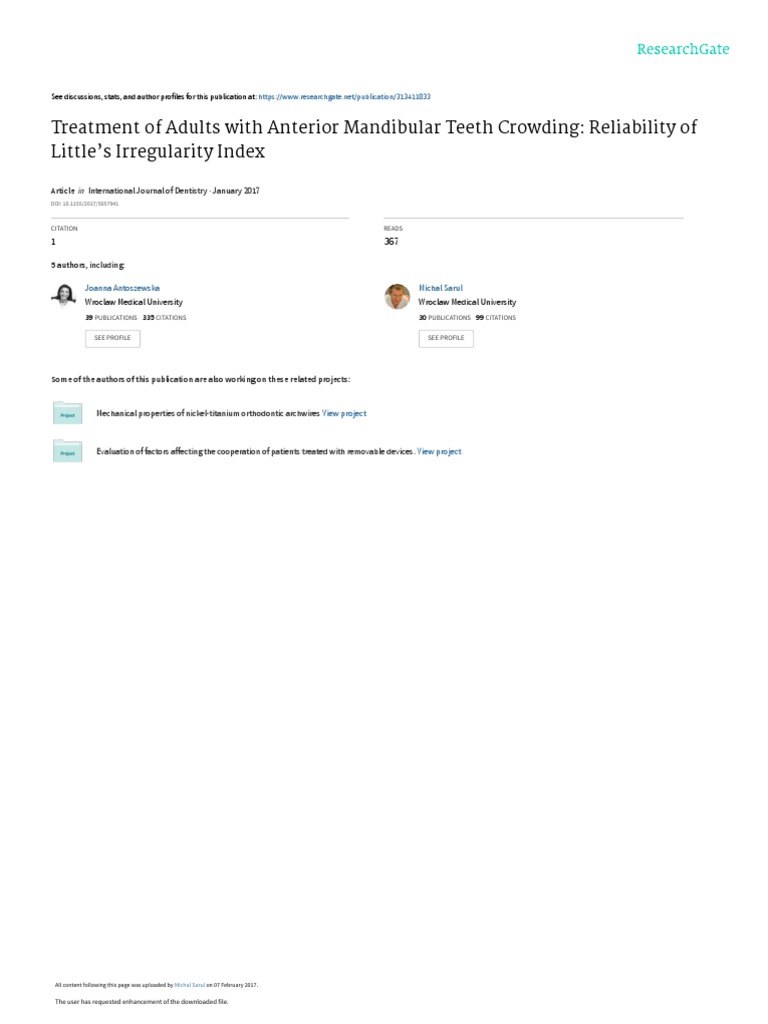 Treatment of Adults With Anterior Mandibular Teeth Crowding ...