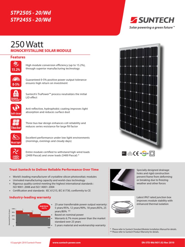 250 Watt: STP250S - 20/Wd STP245S - 20/Wd | PDF | Electrical ...
