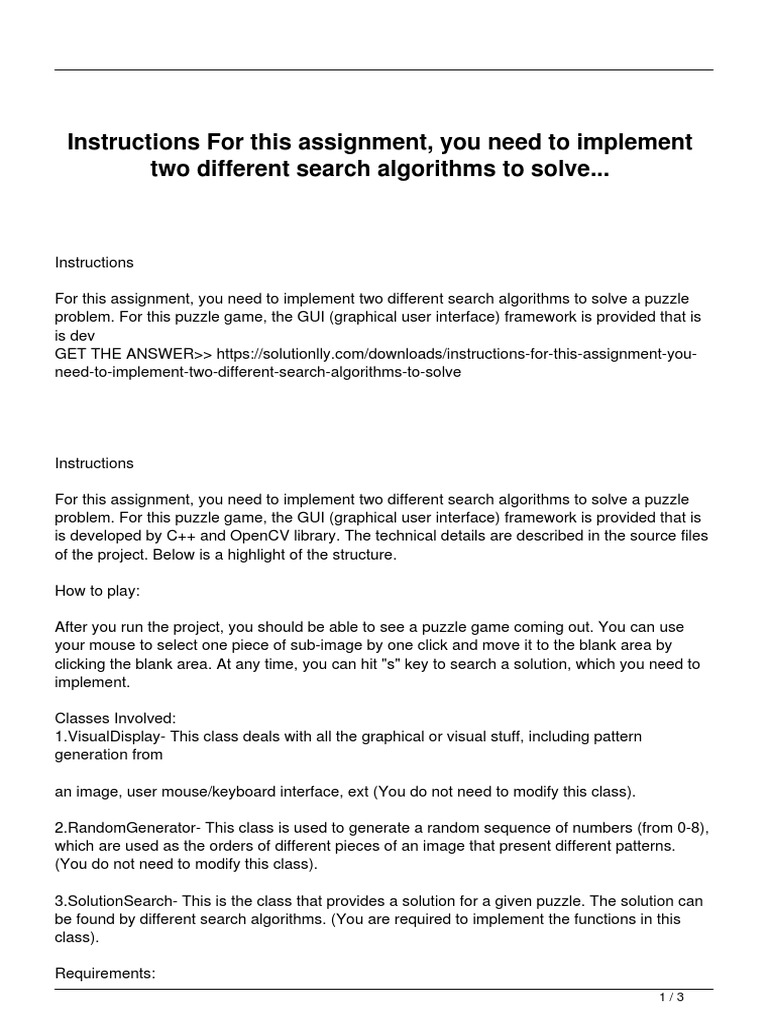 Instructions For This Assignment You Need To Implement Two Different ...