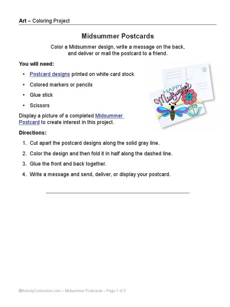 Midsummer Postcards: Postcard Designs | PDF | Art