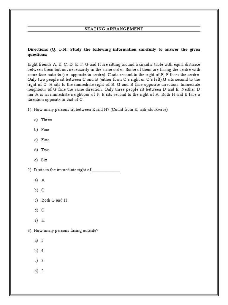 Seating Arrangement | PDF | Teaching Mathematics