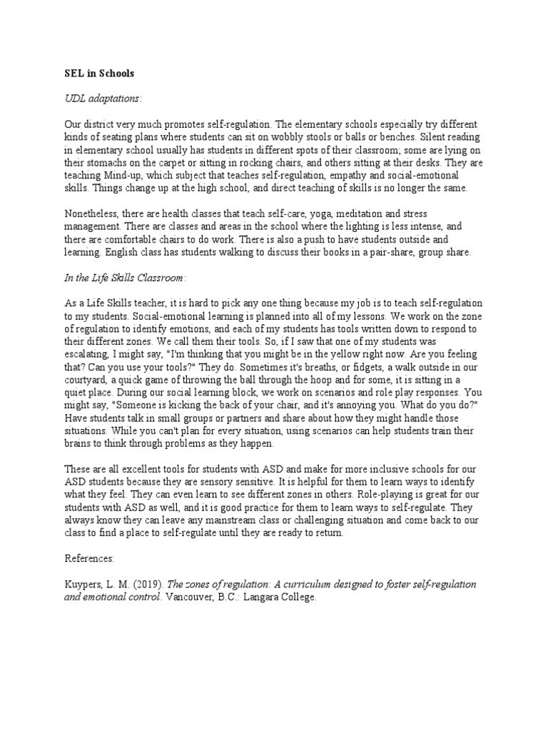 Sel in Schools | Download Free PDF | Emotional Self Regulation | Classroom