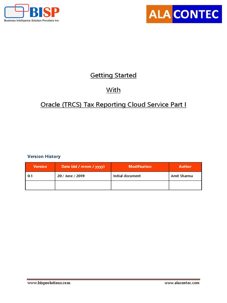 Getting Started With Oracle (TRCS) Tax Reporting Cloud Service Part I ...