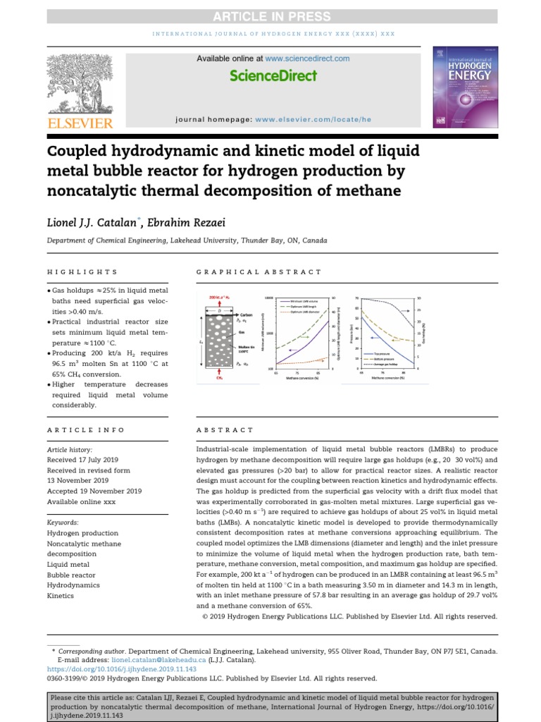 Coupled Hydrodynamic and Kinetic Model of Liquid Metal Bubble Reactor ...