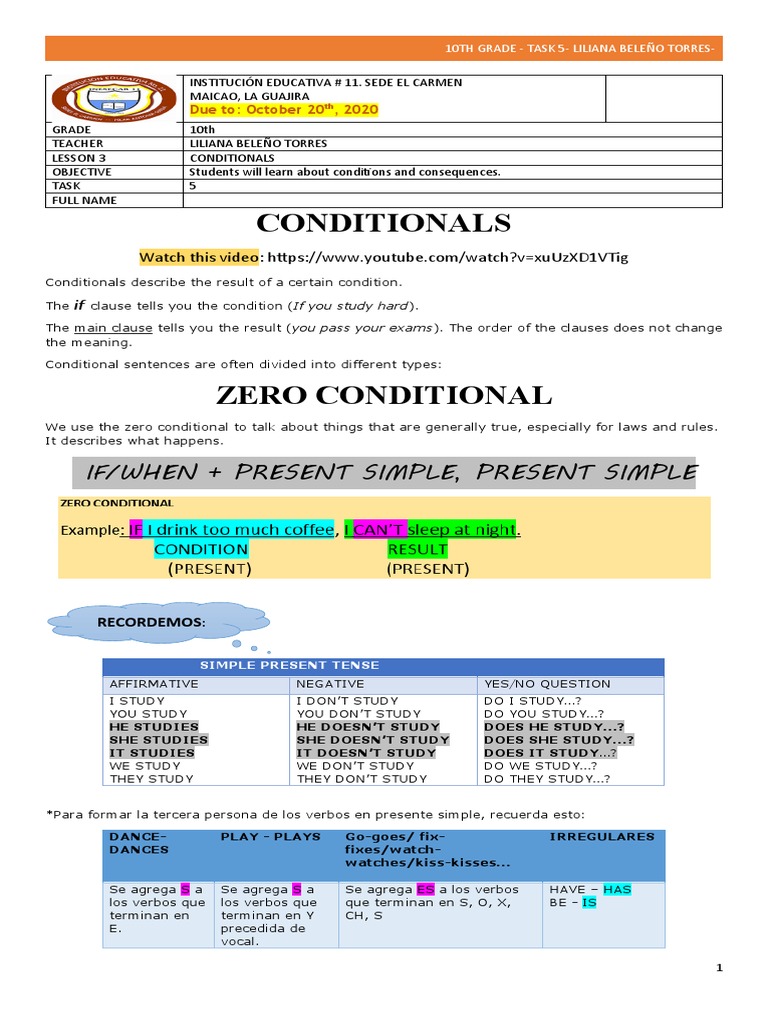 Conditionals: If/When + Present Simple, Present Simple | PDF | Syntax | Language Mechanics