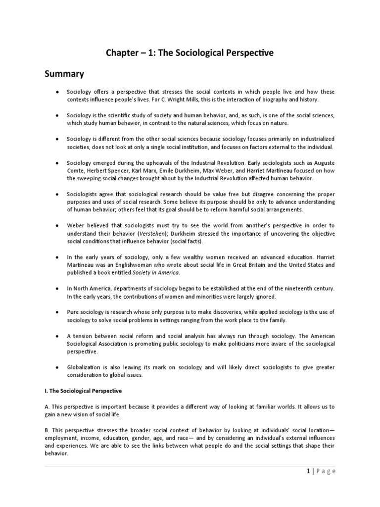 Chapter 1-Sociological Perspective | PDF | Sociology | Social Science