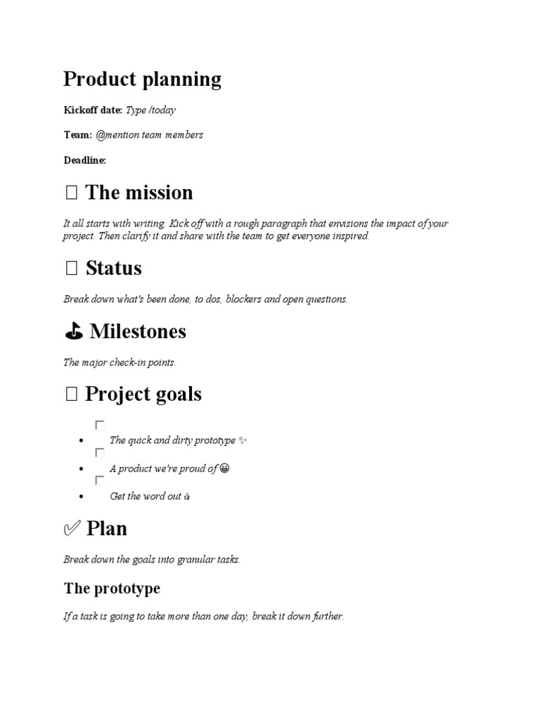 Product Planning and Project Goals Guide | PDF | Career & Growth | Business