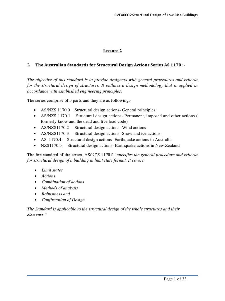 2 The Australian Standards For Structural Design Actions Series AS 1170 ...