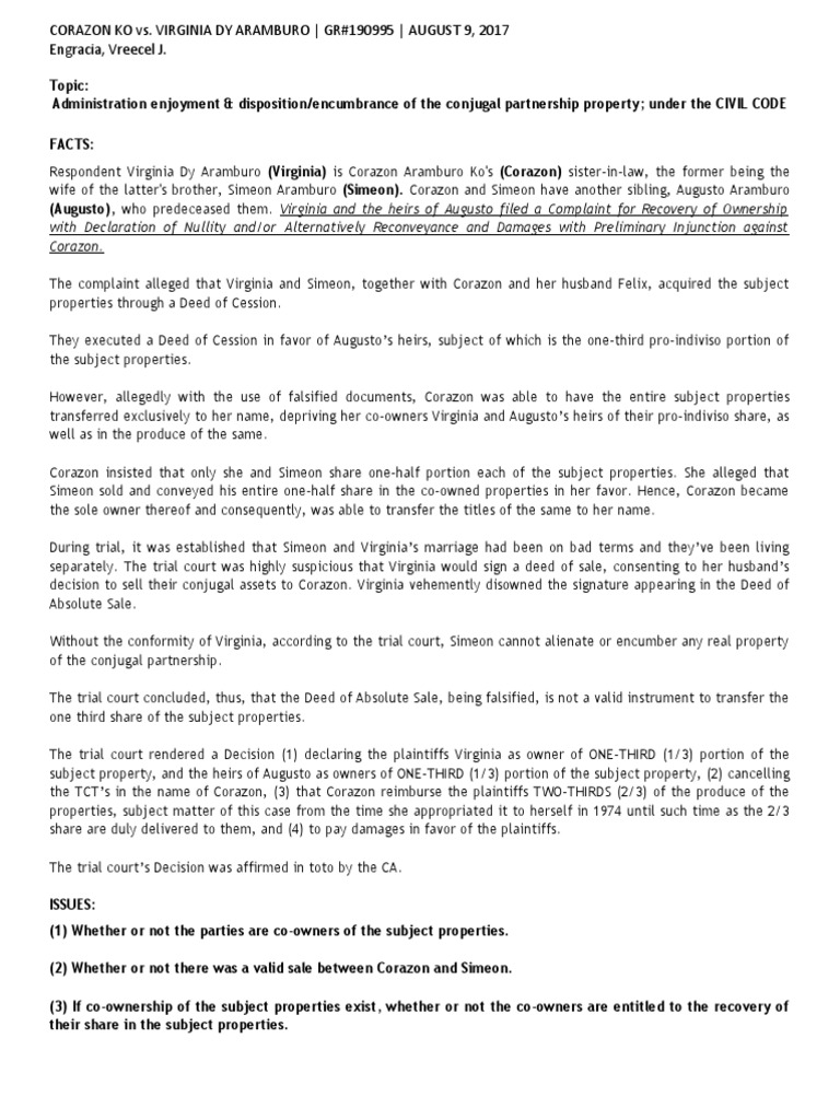 With Declaration of Nullity And/or Alternatively Reconveyance and Damages With Preliminary ...