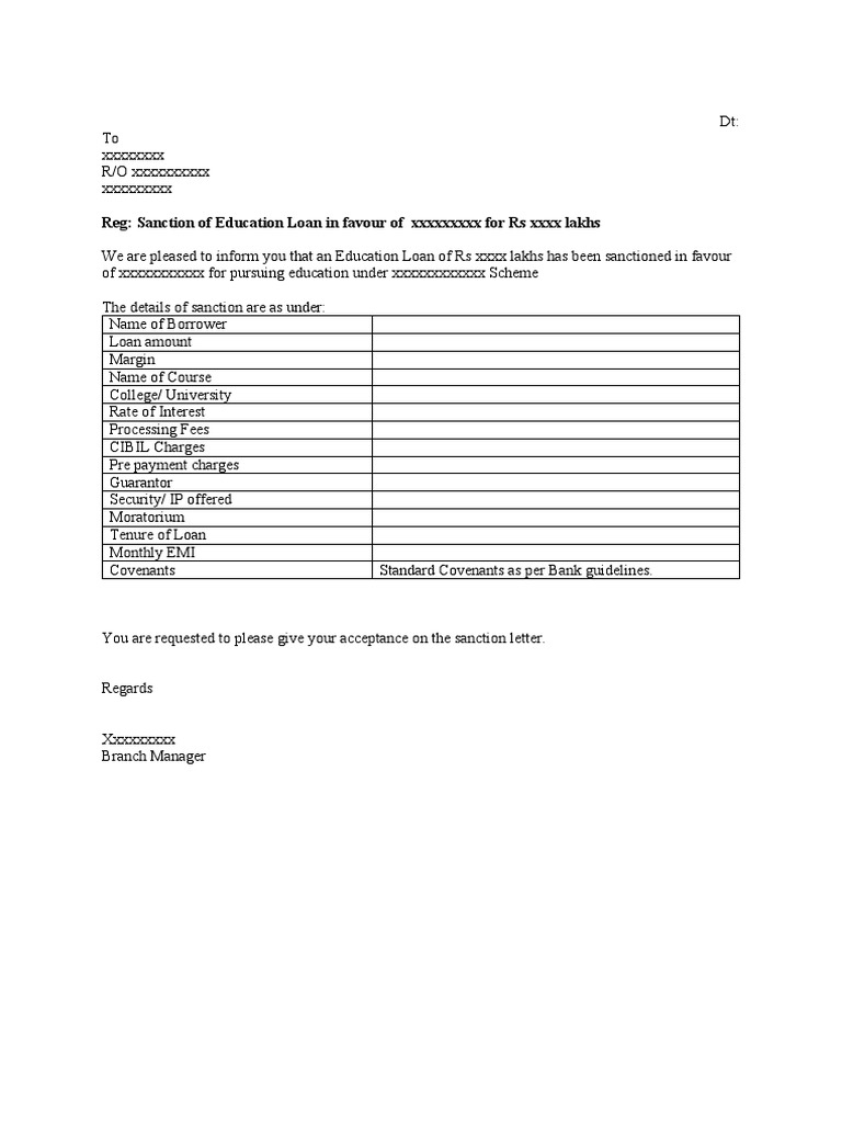 Education Loan Sanction Notification | PDF | Business | Law