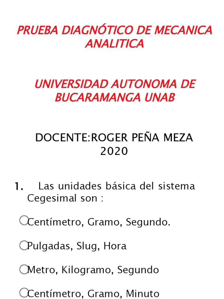 Prueba Diagnostica Vectorial - PPSX | PDF | Vector Euclidiano | Análisis matemático