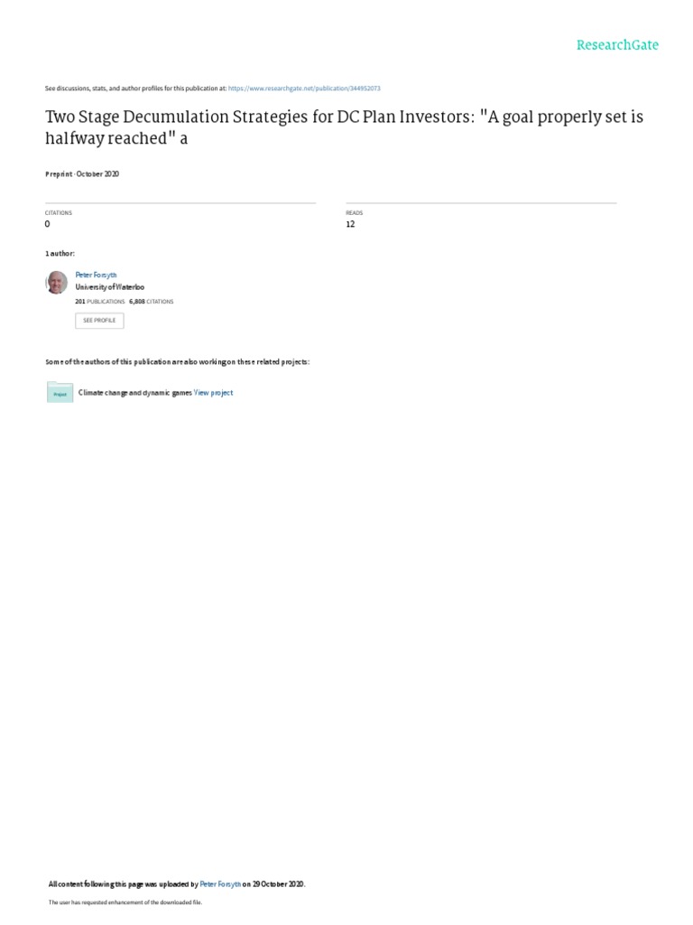 Two Stage Decumulation Plan | PDF | Retirement | Mathematical Optimization