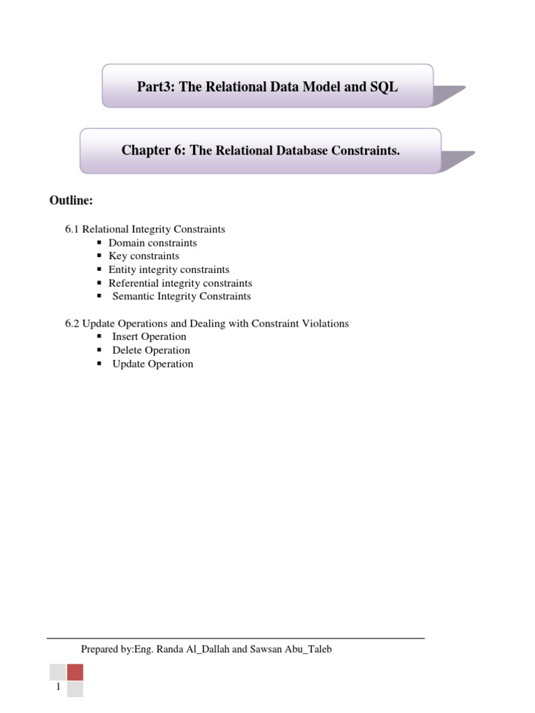 Part3 - Ch6 - The Relational Database Constraints | PDF | Relational Database | Software Design