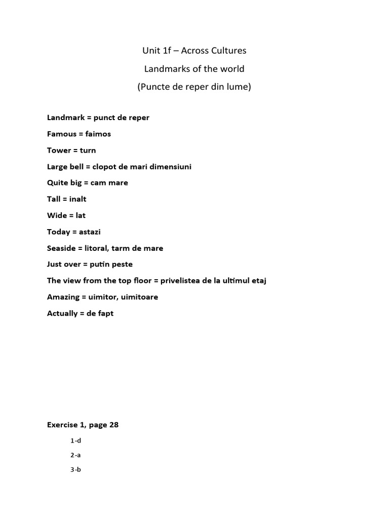 Unit 1f - Landmarks of The World | PDF