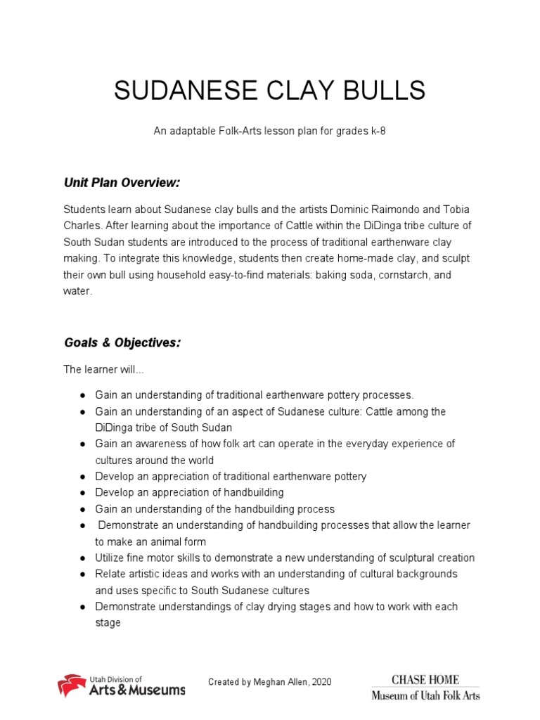 Sudanese Clay Bulls Lesson Plan | PDF | Cattle | Pottery