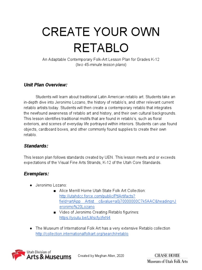 Retablo Lesson Plan | PDF | Peru | Sculpture