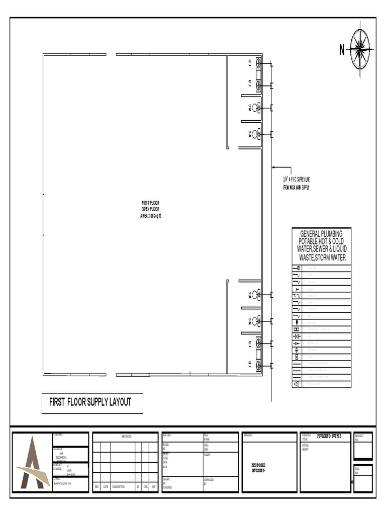 First Floor Supply Layout: Water, Sewer & Liquid Potable Hot & Cold ...