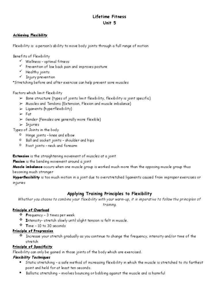 Unit 5 Notes | PDF | Flexibility (Anatomy) | Anatomical Terms Of Motion