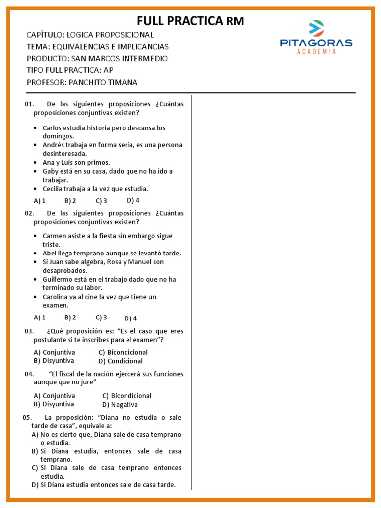 RM-Ejercicios de Practica TEMA 03-LOGICA PROPOSICIONAL | PDF | Proposición | Formalismo (deductivo)
