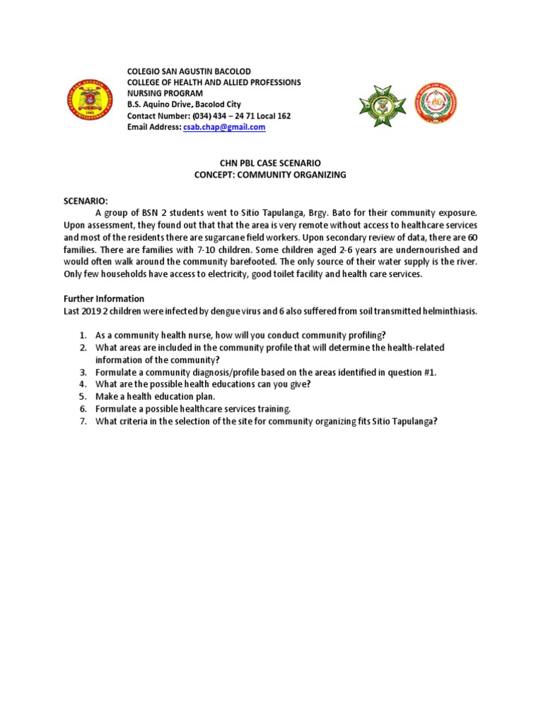 CHN PBL CASE Scenario Community Organizing PDF | PDF