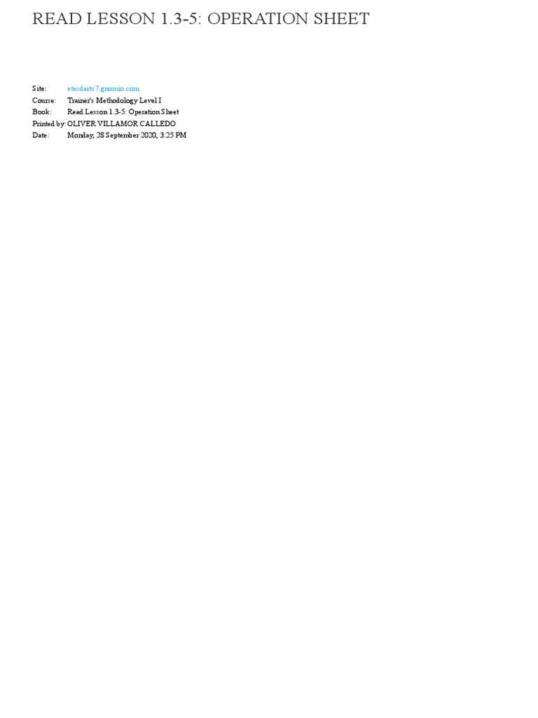 Read Lesson 1.3-5 - Operation Sheet | PDF | Brand | Cognition