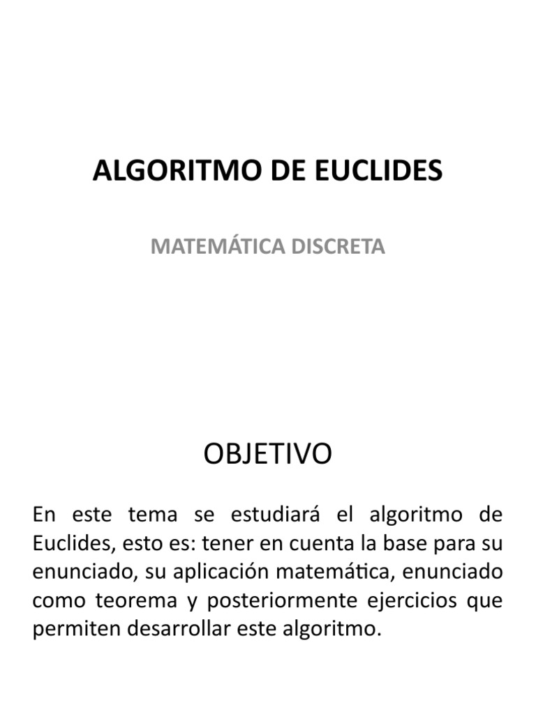 Algoritmo de Euclides | PDF | División (Matemáticas) | Exponenciación