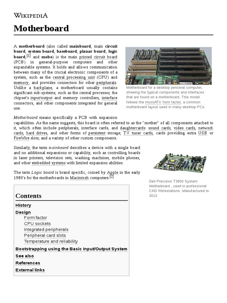 Motherboard: Board, System Board, Baseboard, Planar Board, Logic Board ...