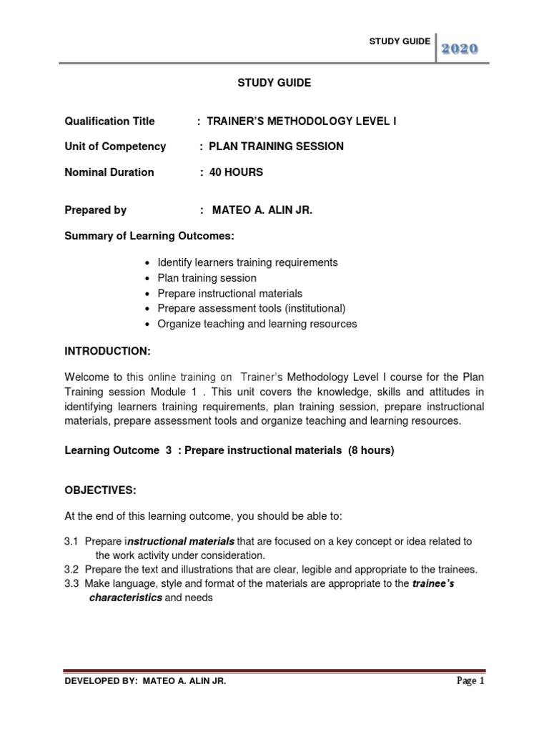 STUDY GUIDE-TMI Module 1 (LO3) | PDF | Educational Technology | Competence (Human Resources)