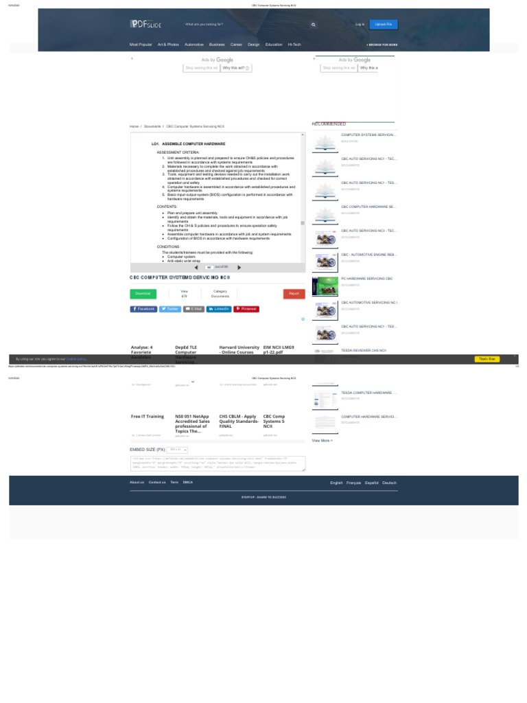 CBC Computer Systems Servicing NCII 01 | PDF | Information Technology ...