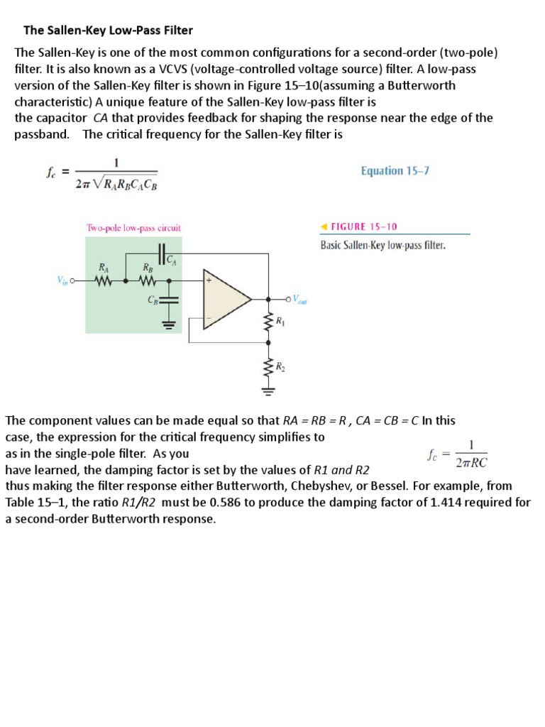 The Sallen-Key Low-Pass Filter | PDF
