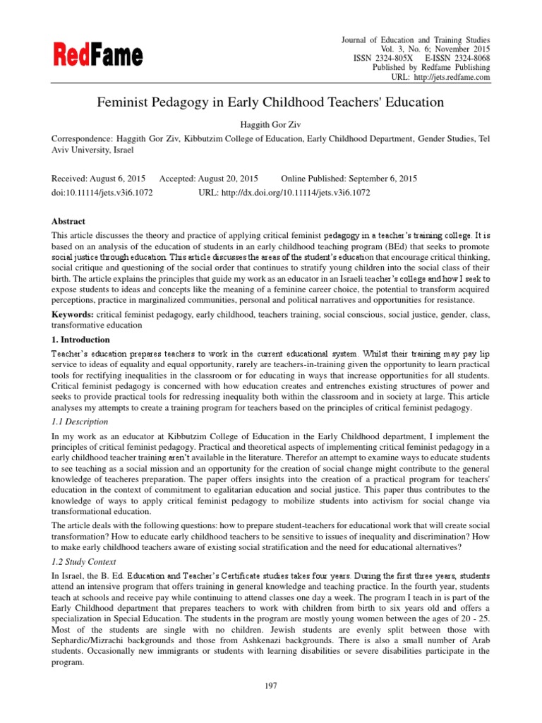 Feminist Pedagogy in Teacher Training | PDF | Feminism | Gender Studies