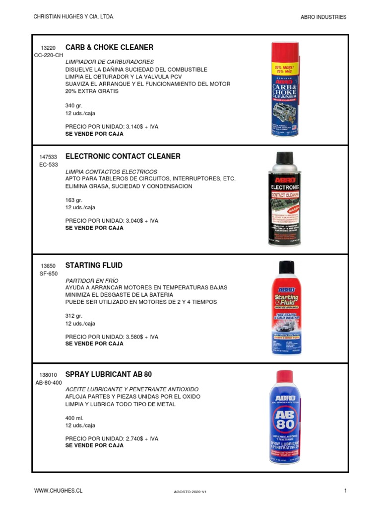 CATALOGO ABRO AGOSTO 2020-Convertido 1 | PDF | Compuestos químicos ...