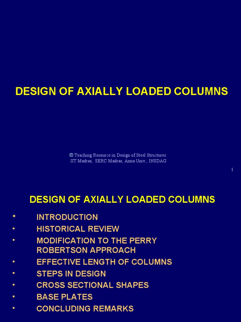 Design of Axial Loaded Columns | PDF | Buckling | Strength Of Materials
