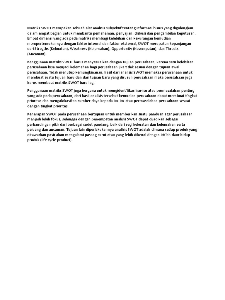 Matriks Swot | PDF