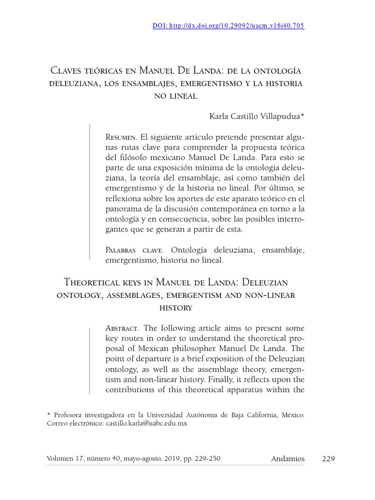 Claves teóricas de Manuel De Landa | PDF | Realismo filosófico | Teoría