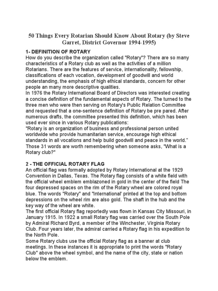 50 Things Every Rotarian Should Know About Rotary | PDF | Literacy