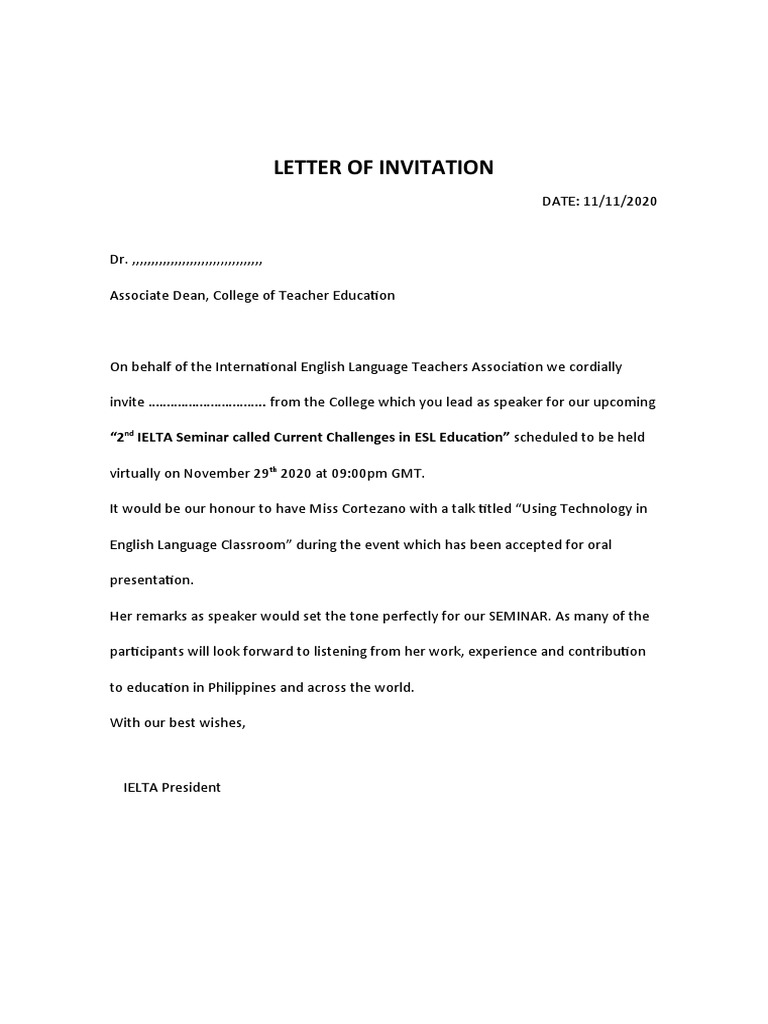 templATE Letter of Invitation | PDF