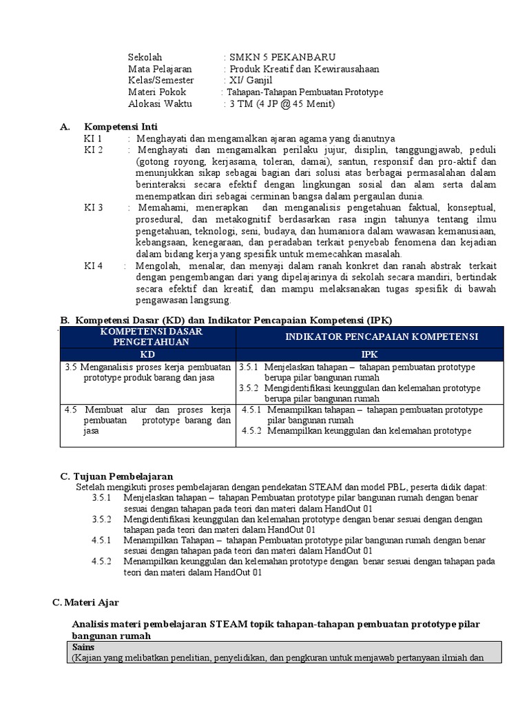 A. Kompetensi Inti: Kompetensi Dasar Pengetahuan Indikator Pencapaian Kompetensi KD IPK | PDF | Seni