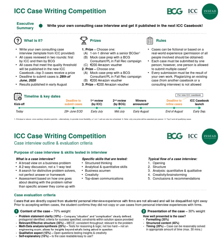 ICC Case Writing Competition: Write Your Own Consulting Case Interview ...