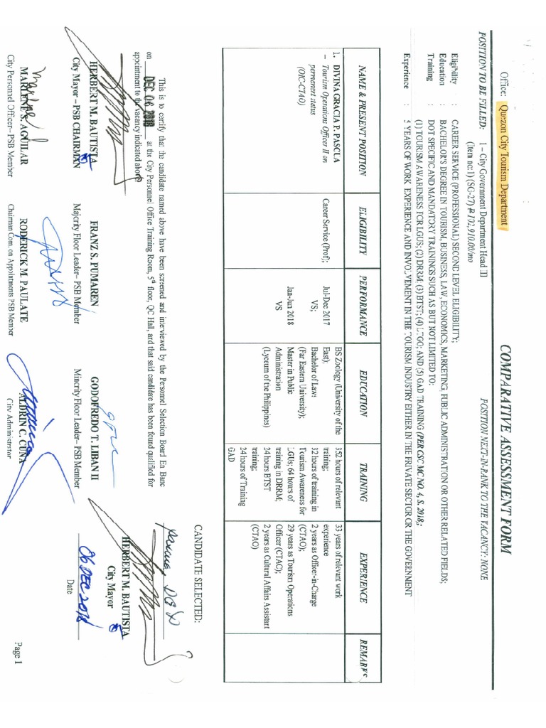 Annex B - Comparative Assessment Form PDF | PDF