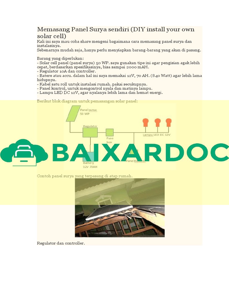 Panduan Pemasangan Panel Surya DIY | PDF