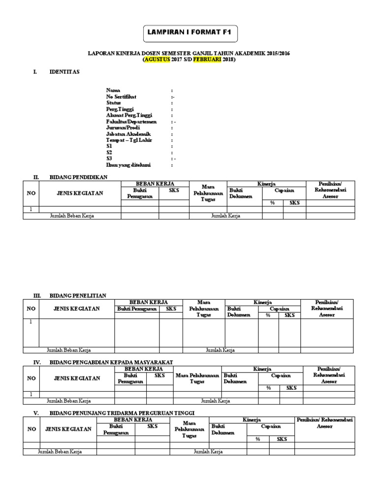 Contoh Format Laporan BKD | PDF